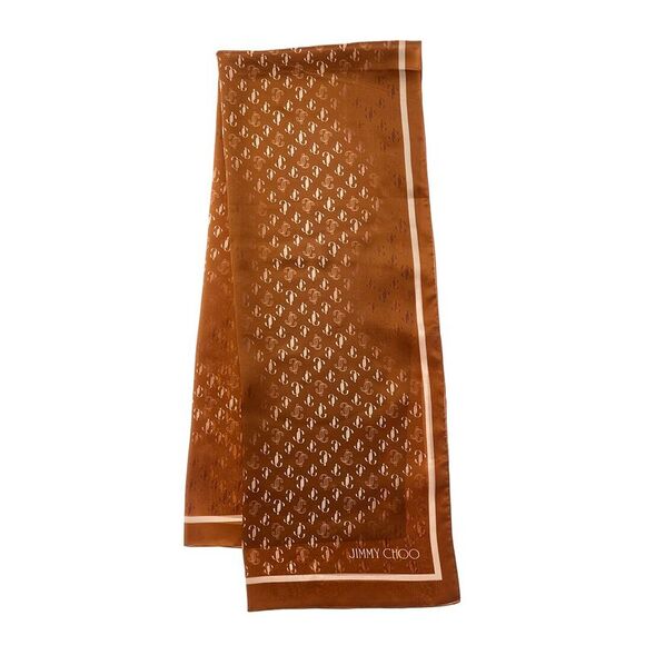 Jimmy Choo | Accessories | Jimmy Choo Logo Silk Scarf Brown | Poshmark